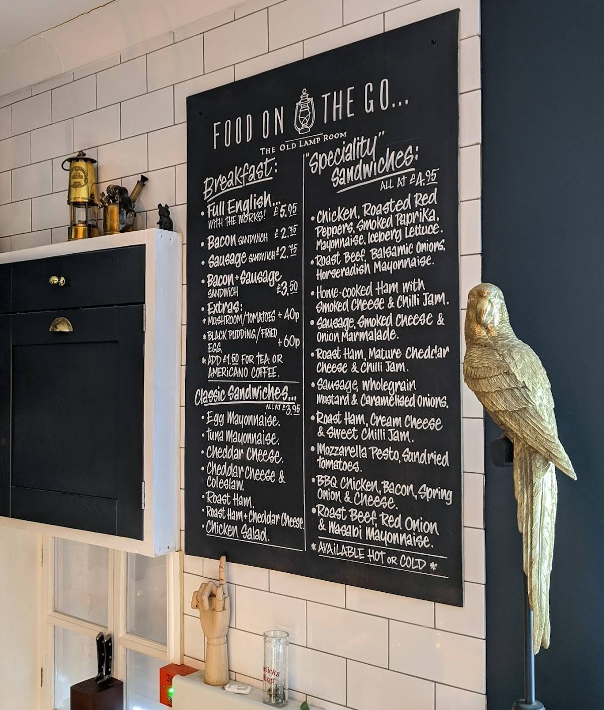 Menu at The Old Lamp Room cafe, Cottingham