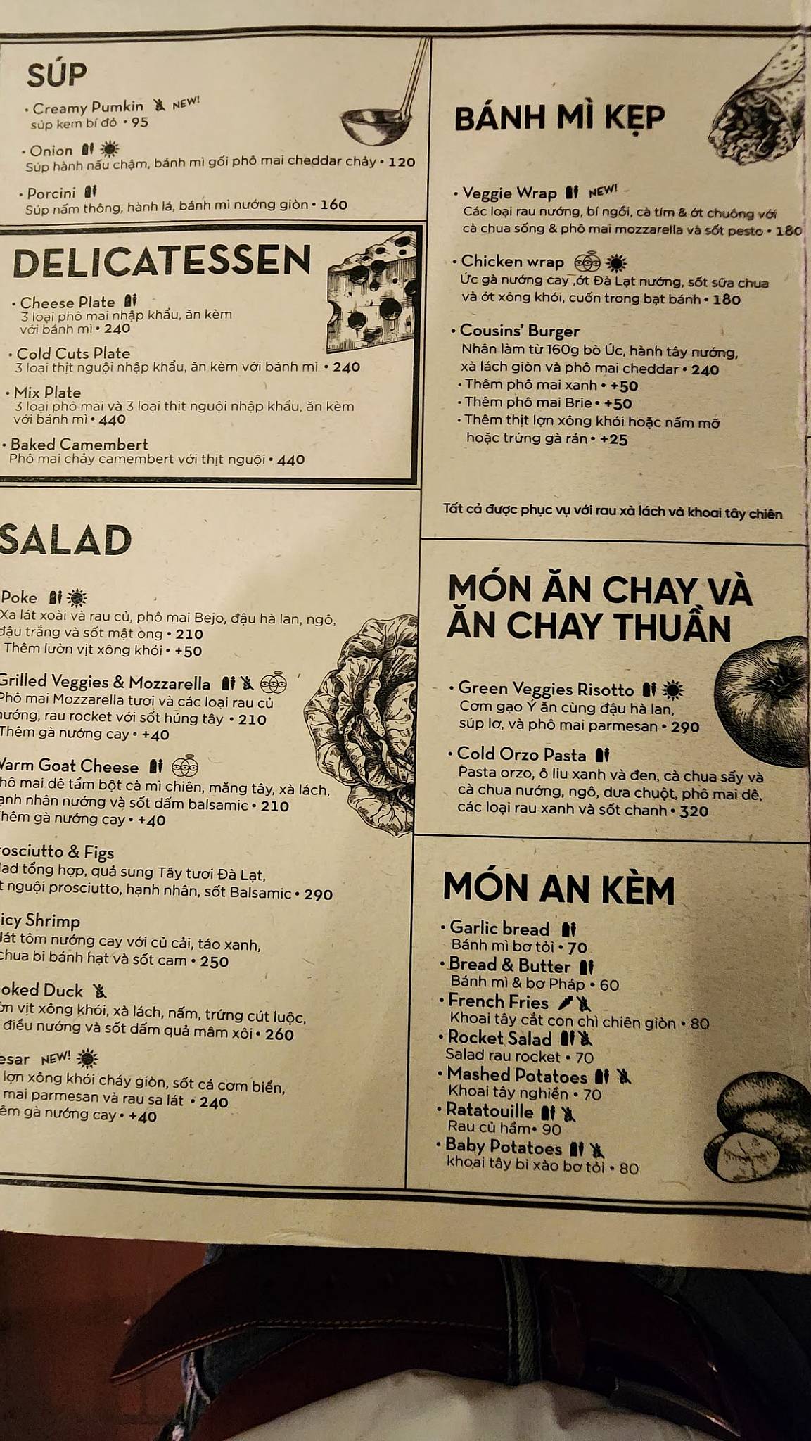 Menu at Cousins Restaurant Đào Tấn, Hanoi, 7 ngõ 58 P. Đào Tấn