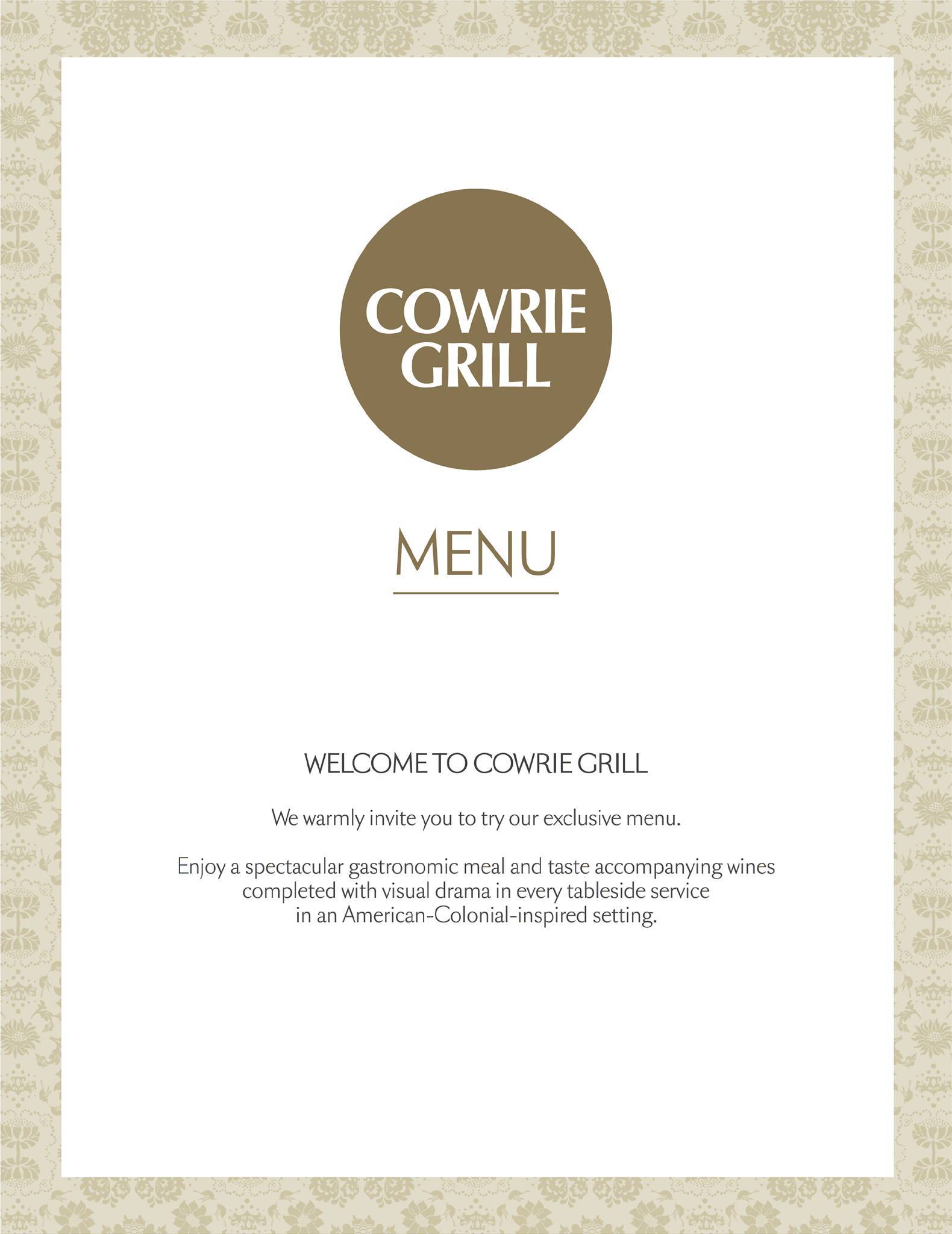 Menu at Cowrie Grill - Greenhills Shopping Center steakhouse, San Juan ...