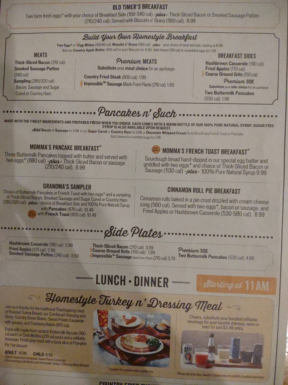 Menu at Cracker Barrel Old Country Store, London, 80 Alamo Dr
