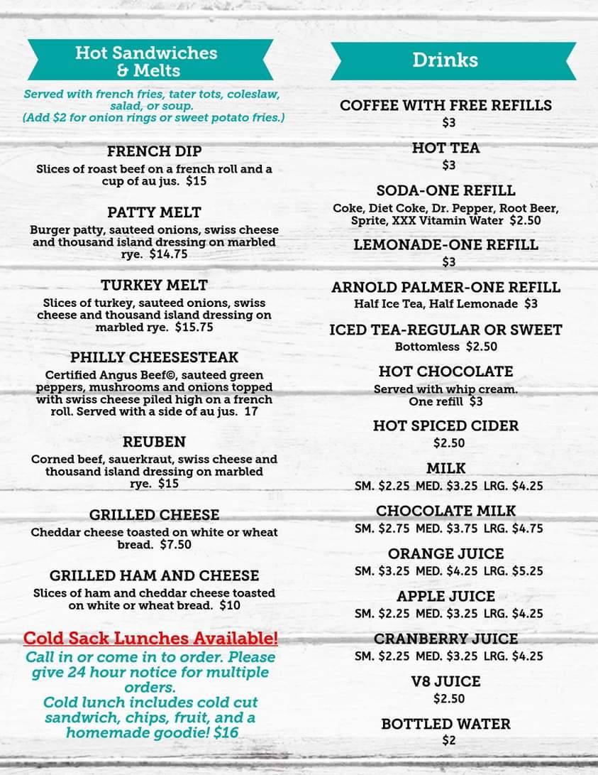 Menu at Dockside Cafe, Craig