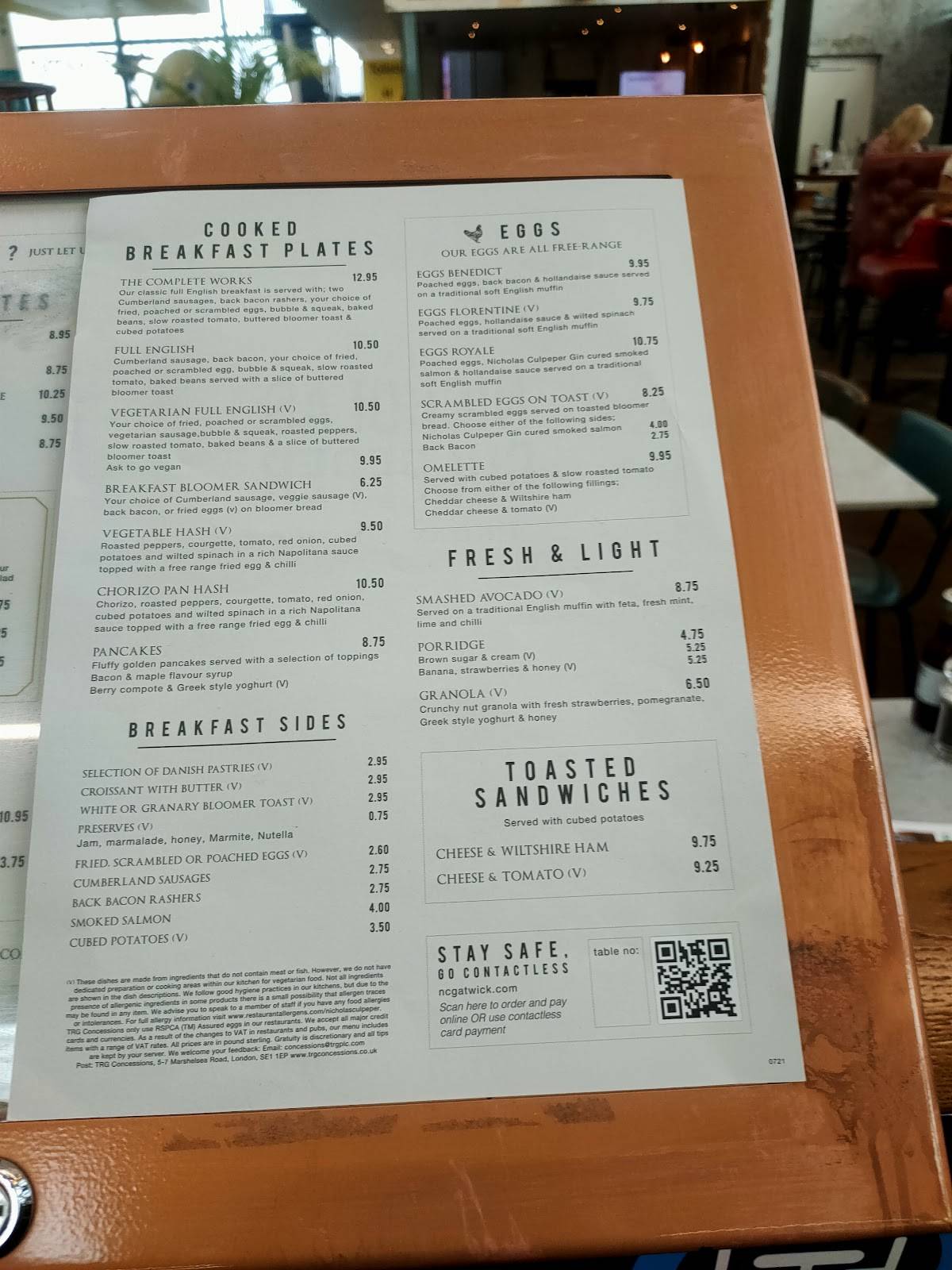 Menu at The Nicholas Culpeper pub & bar, Horley, London Gatwick Airport ...