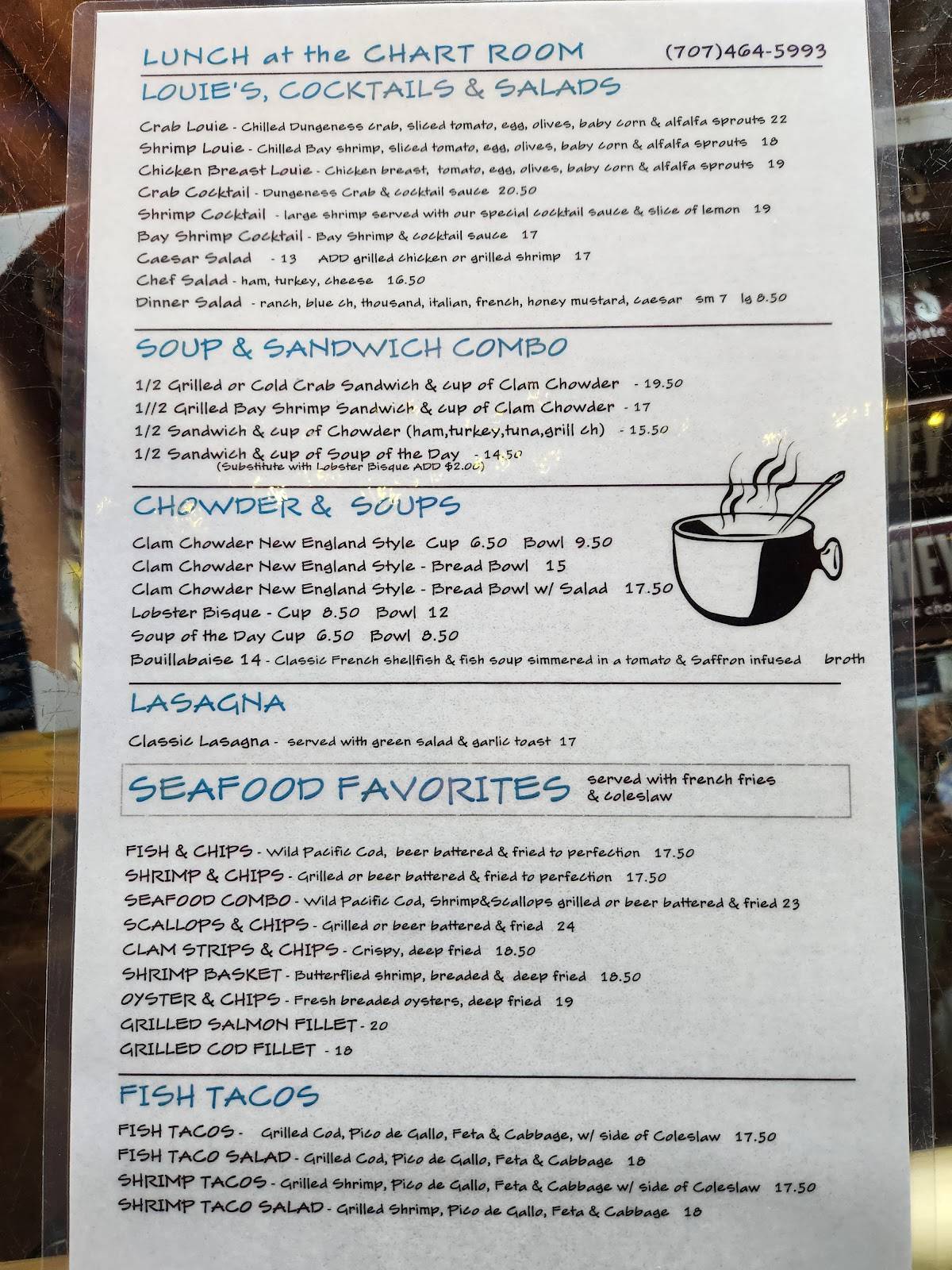 Menu at Chart Room Restaurant, Crescent City