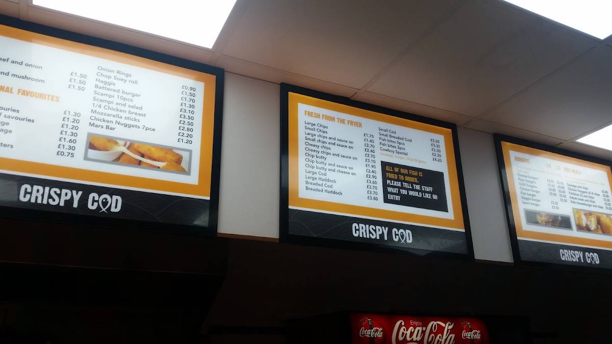 Menu at Crispy Cod fast food, Blaydon