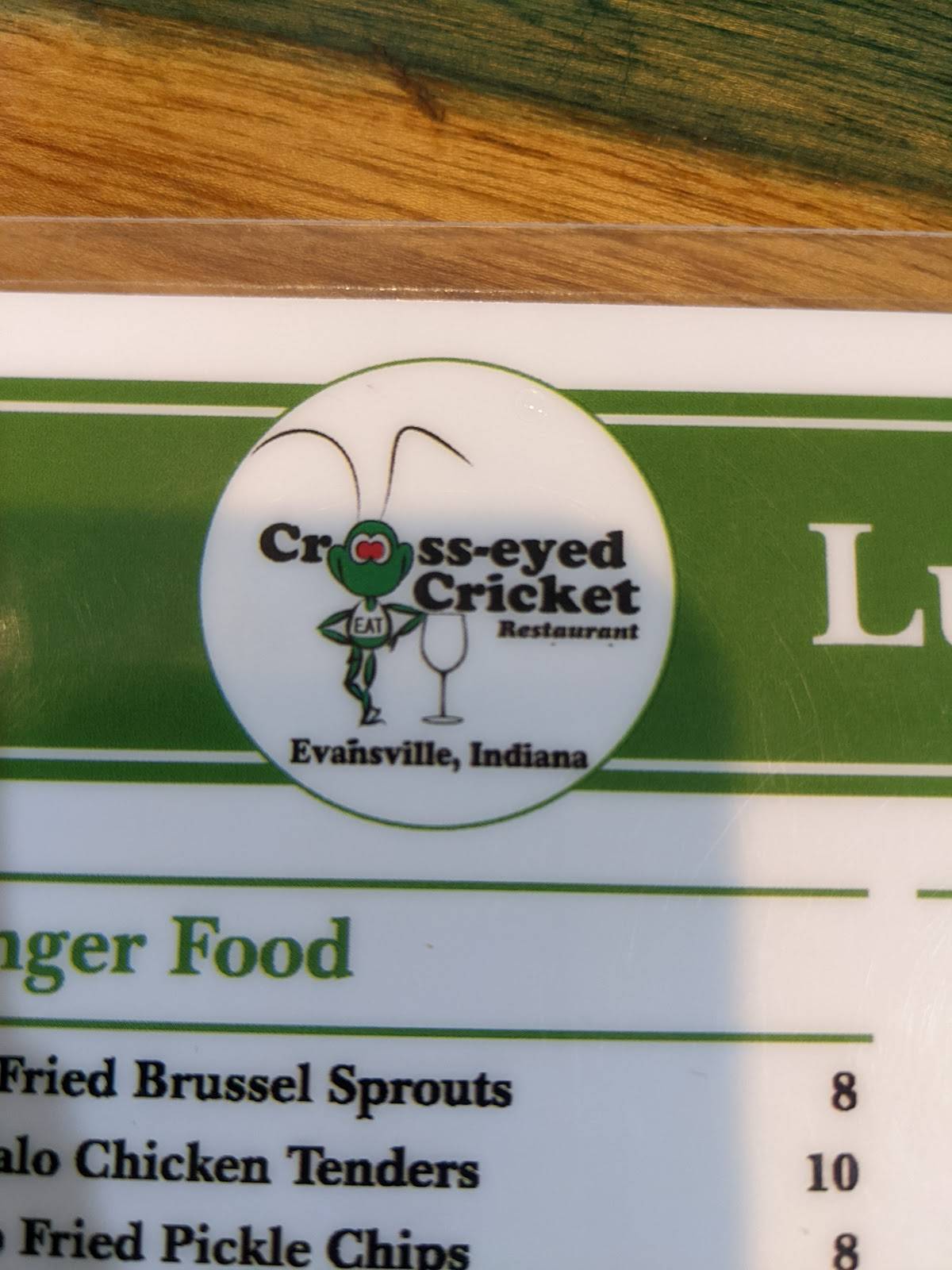 Menu at Cross-Eyed Cricket Family Restaurant, Evansville