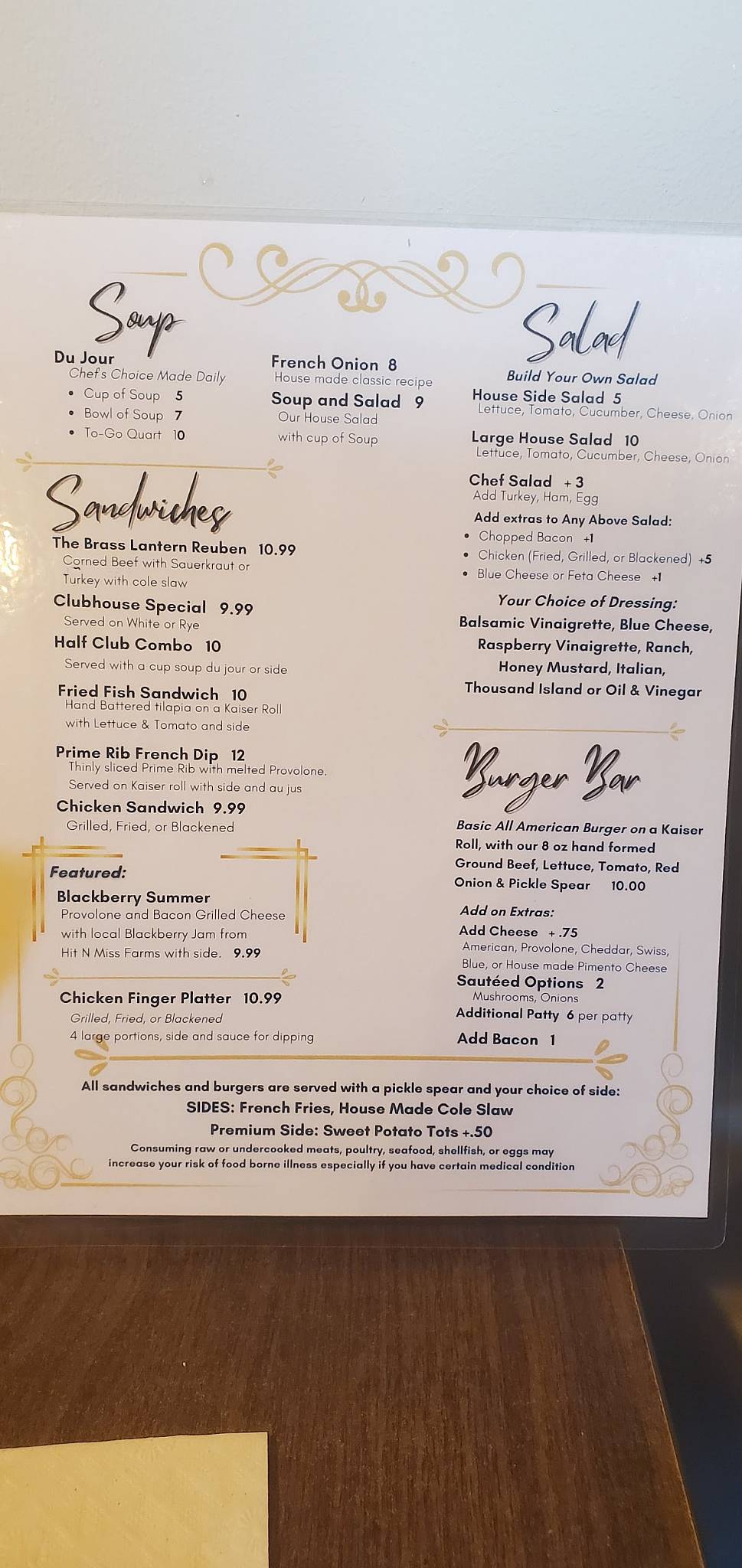 Menu at The Lantern Steakhouse & Pub, Crossville