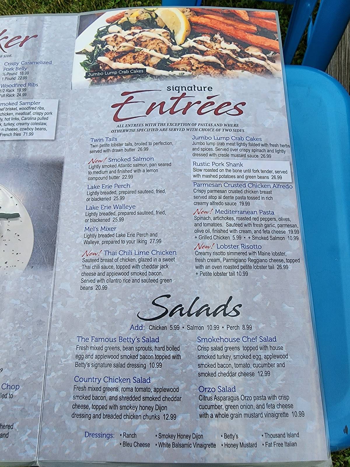 Menu at Crow's Nest restaurant, Lakeside Marblehead