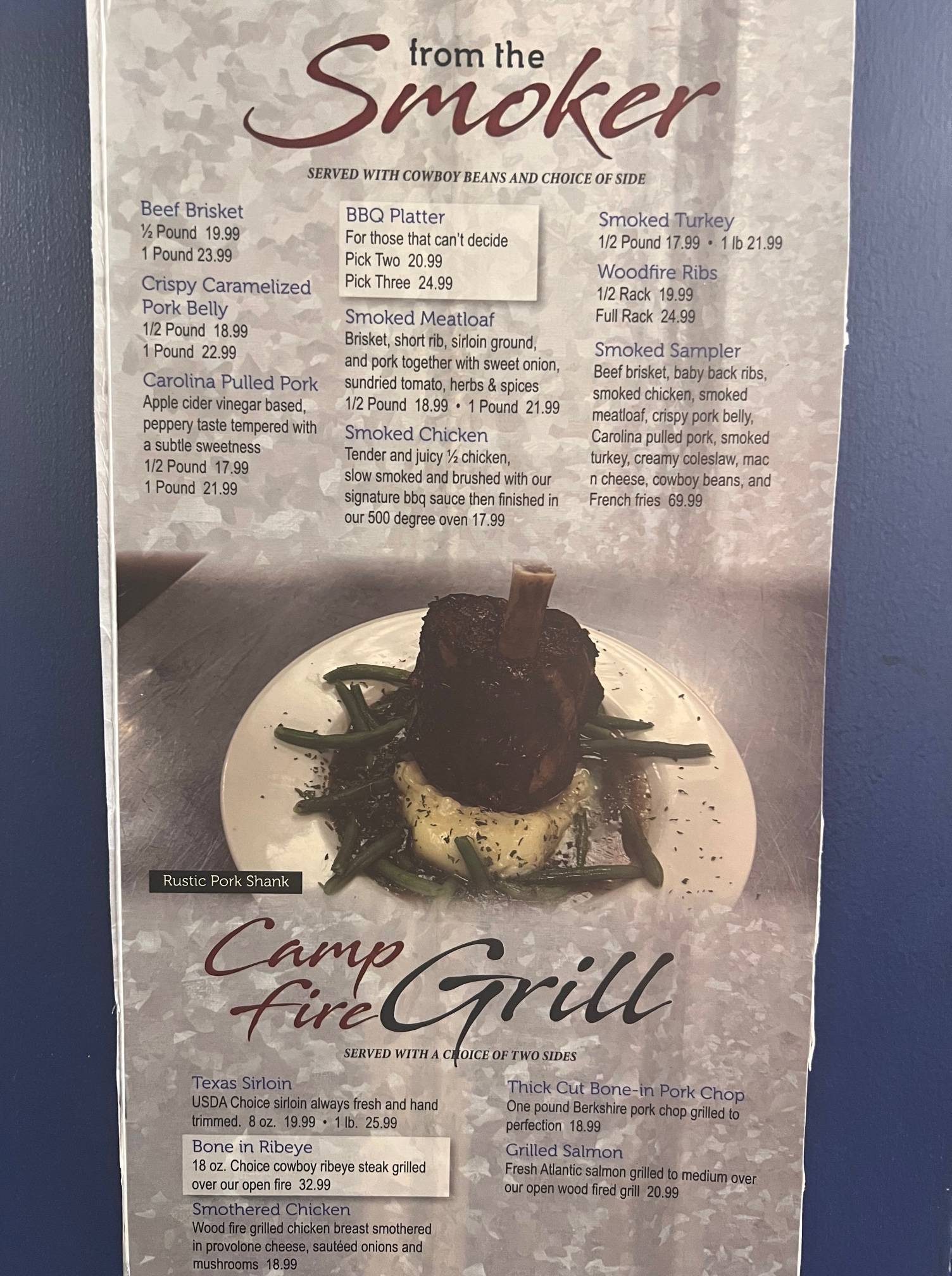 Menu at Crow's Nest restaurant, Lakeside Marblehead