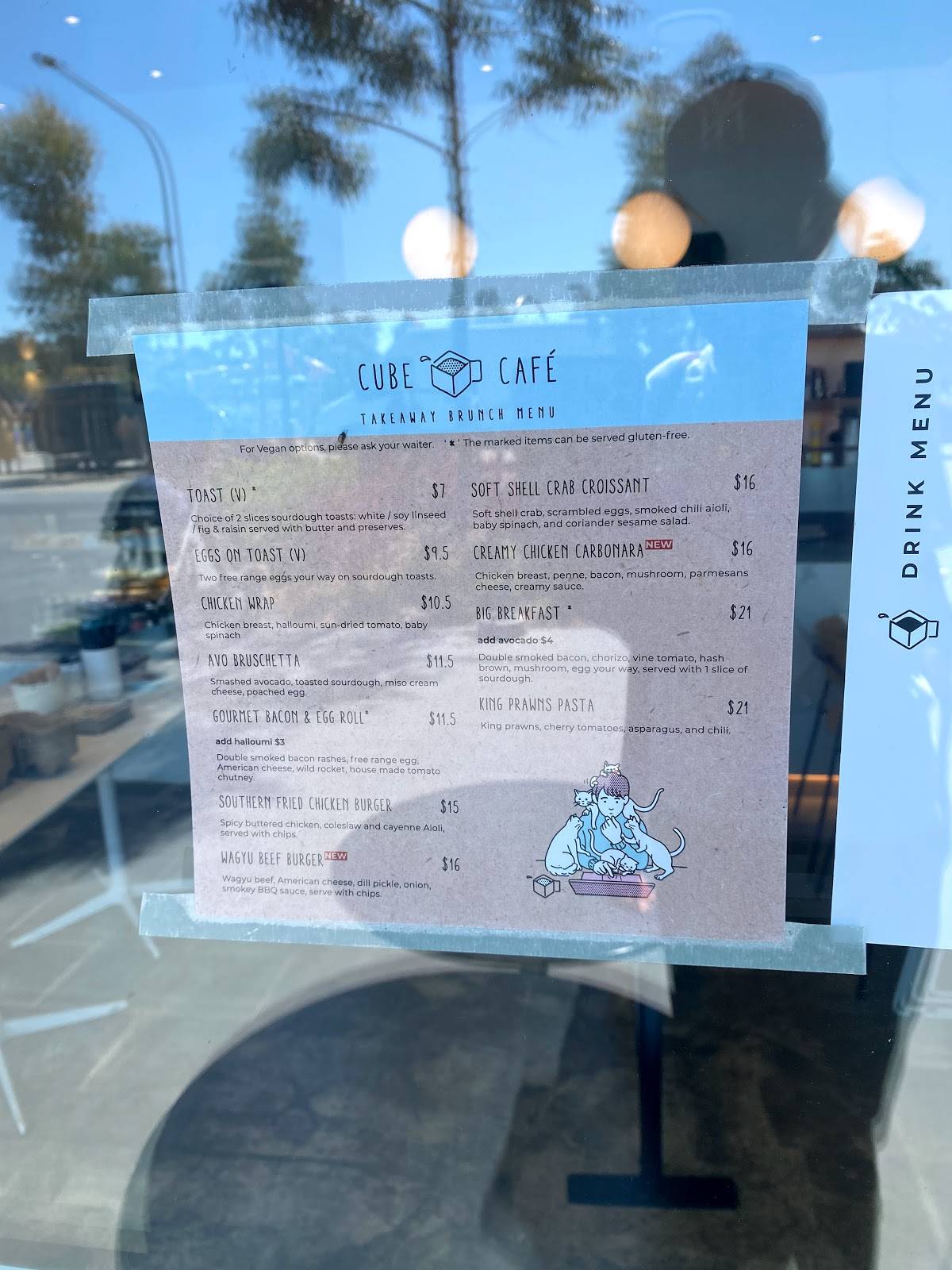 Menu at Cube Cafe, Eastgardens