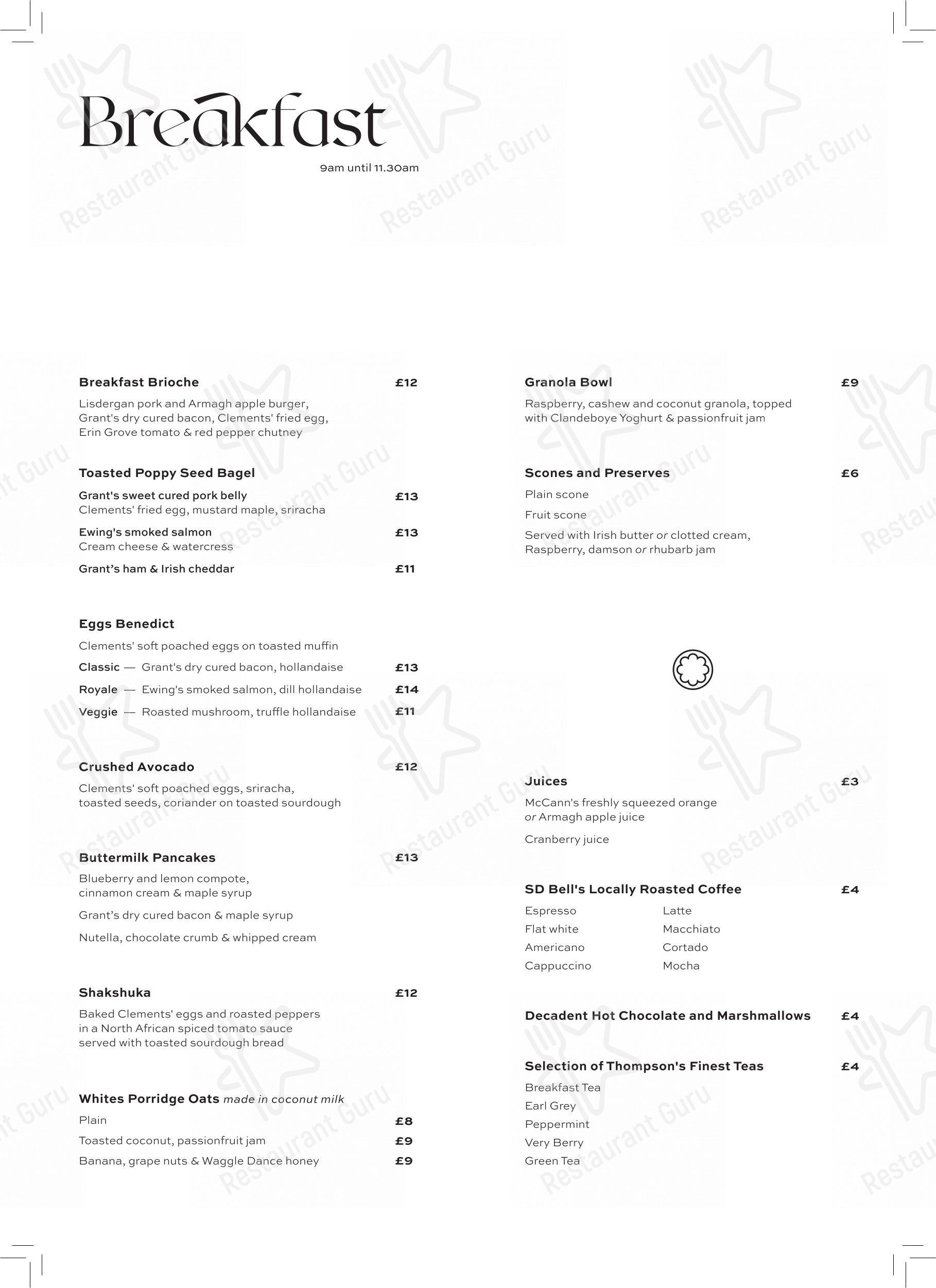 Menu at Cultra Inn pub & bar, Holywood, Culloden Estate and Spa