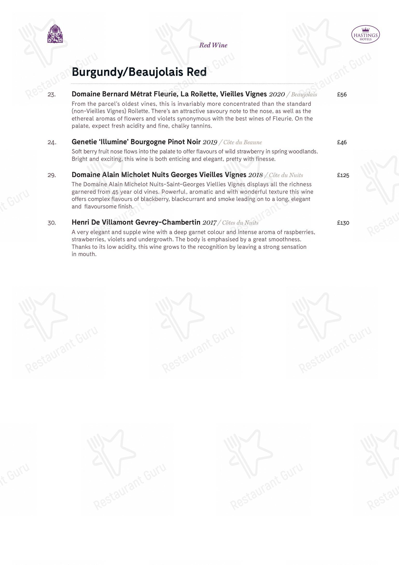 Menu at Cultra Inn pub & bar, Holywood, Culloden Estate and Spa