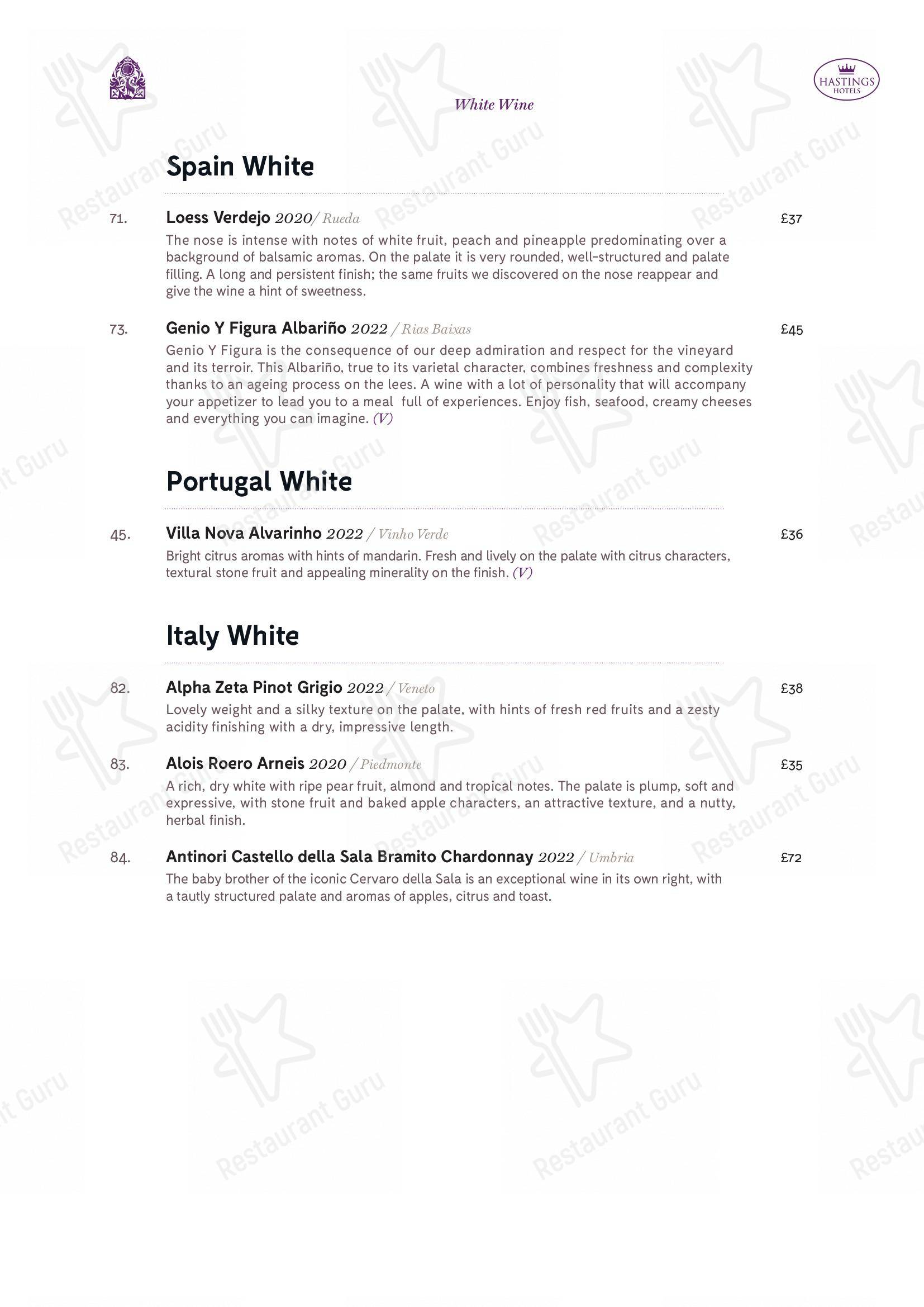 Menu at Cultra Inn pub & bar, Holywood, Culloden Estate and Spa