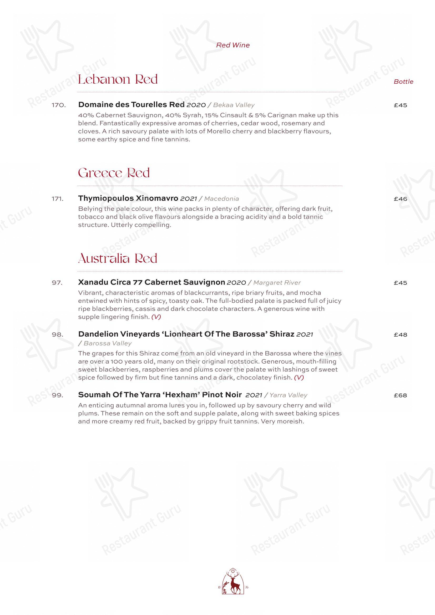 Menu at Cultra Inn pub & bar, Holywood, Culloden Estate and Spa