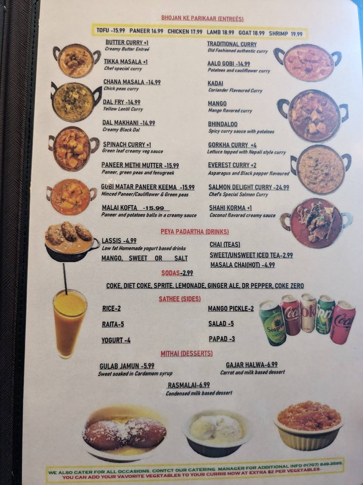Menu at Curry Place restaurant, Wesley Chapel