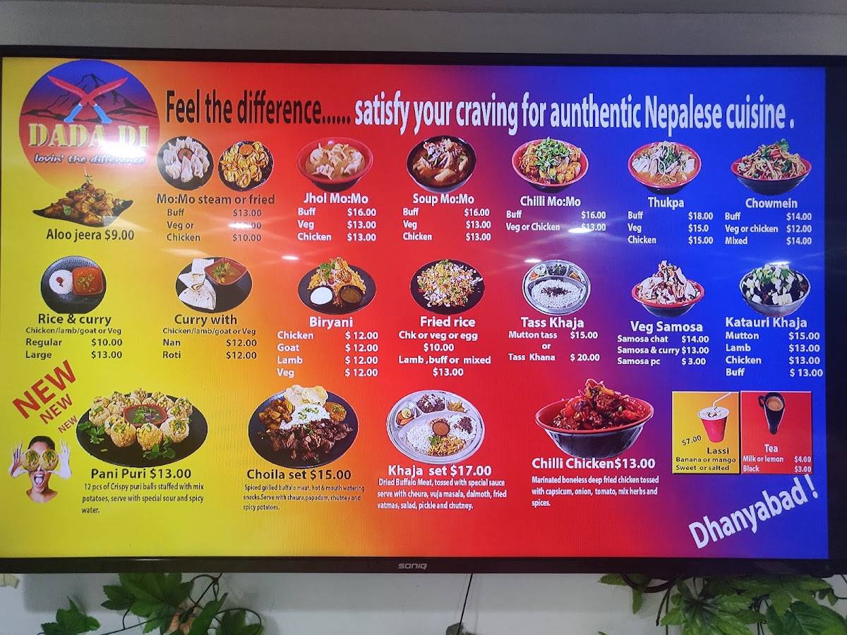Menu at DADA DI ( Fannie Bay Kebab) restaurant, Fannie Bay