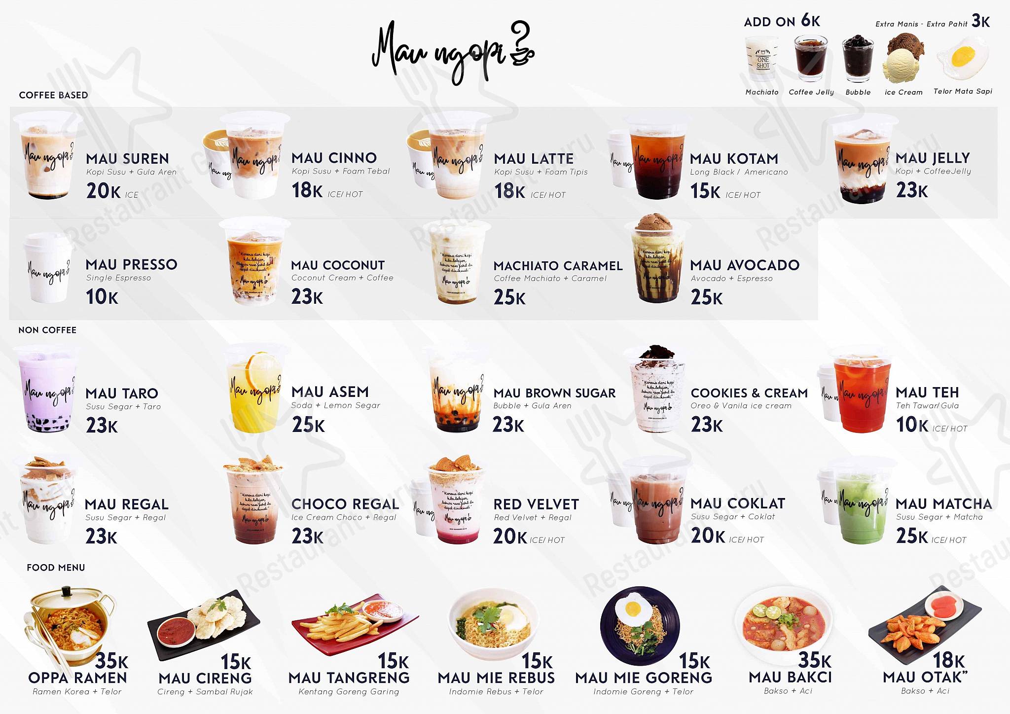 Menu at MAU NGOPI PLUIT cafe, North Jakarta