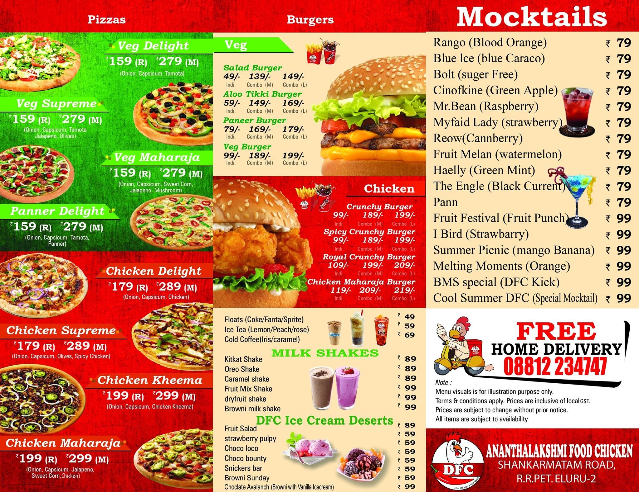 Menu at DFC Fried Chicken, Eluru