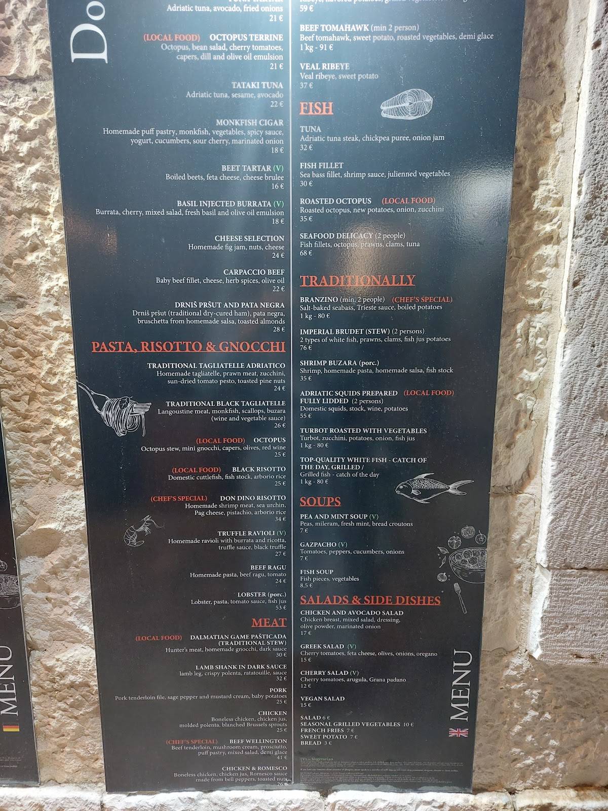 Menu at DON DINO TROGIR restaurant, Trogir, Ulica Blaženog Augustina ...