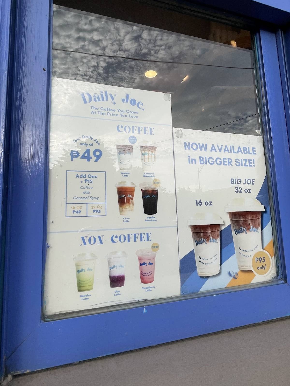 Menu at Daily Joe, Naga