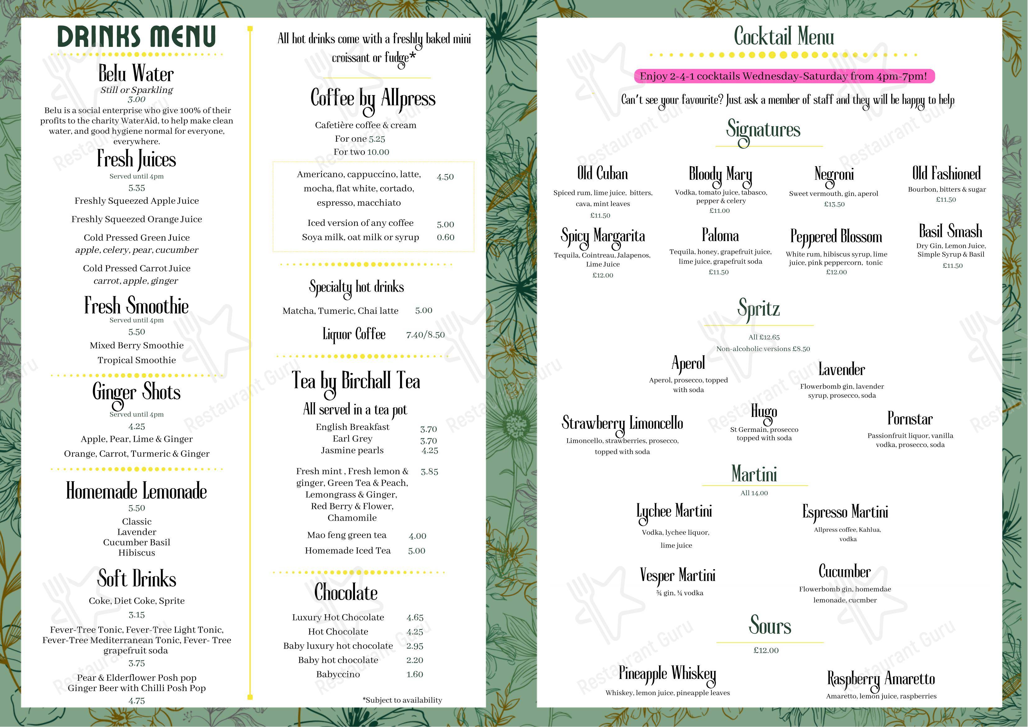 Menu at Daisy & Co restaurant, Berkhamsted