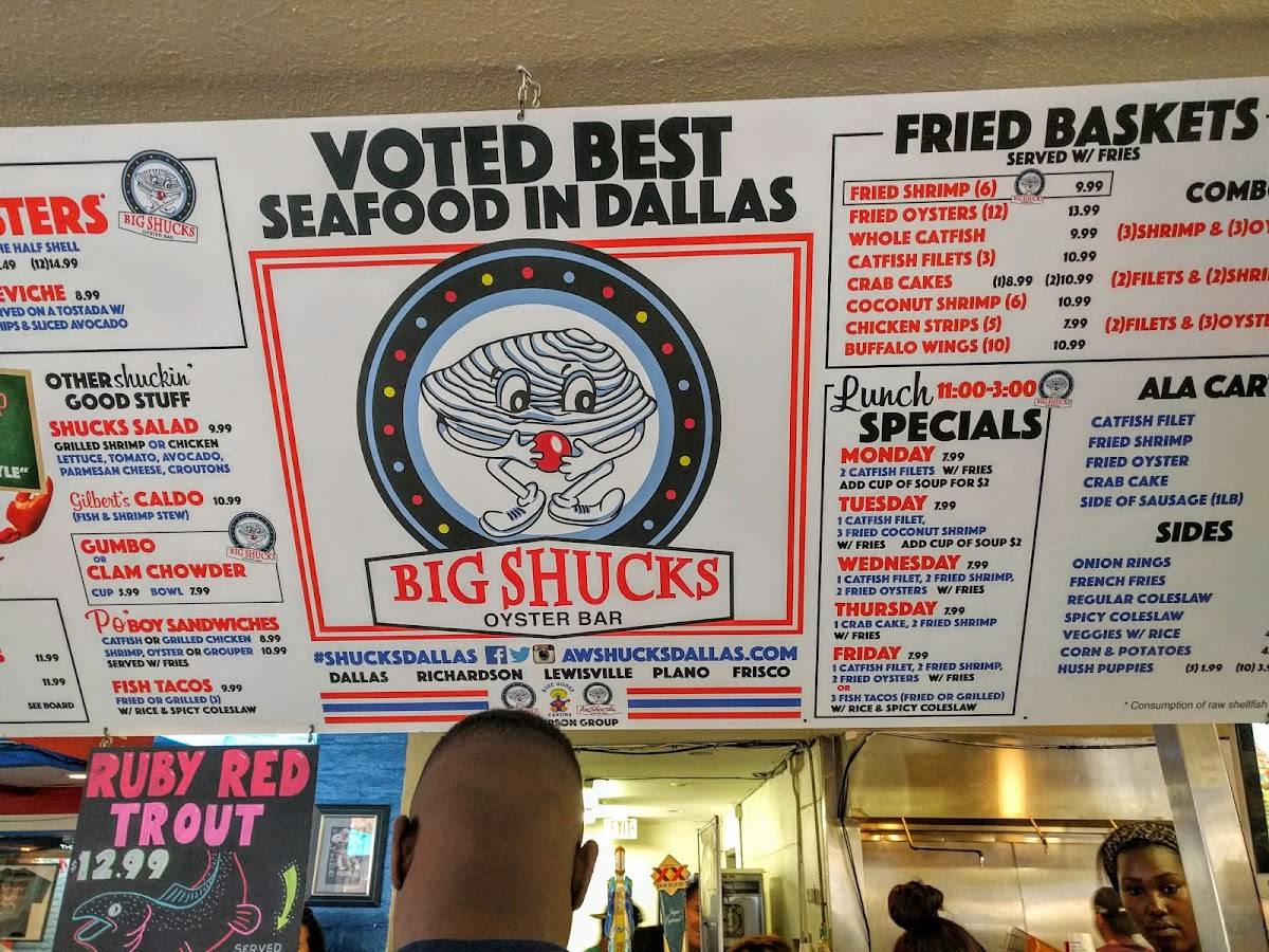 Menu at Big Shucks Seafood Restaurant & Oyster Bar, Dallas, E ...