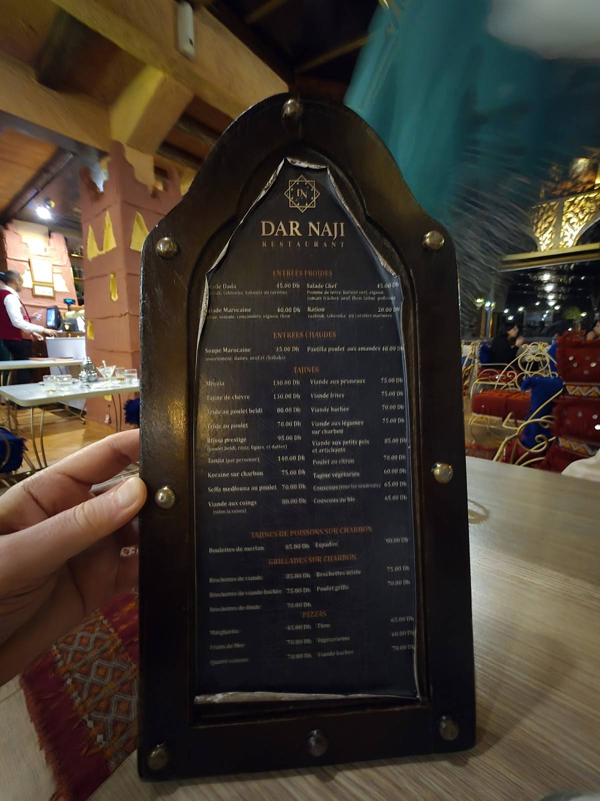 Carta del restaurante Dar Naji, Rabat, Av. des Forces Armées Royales