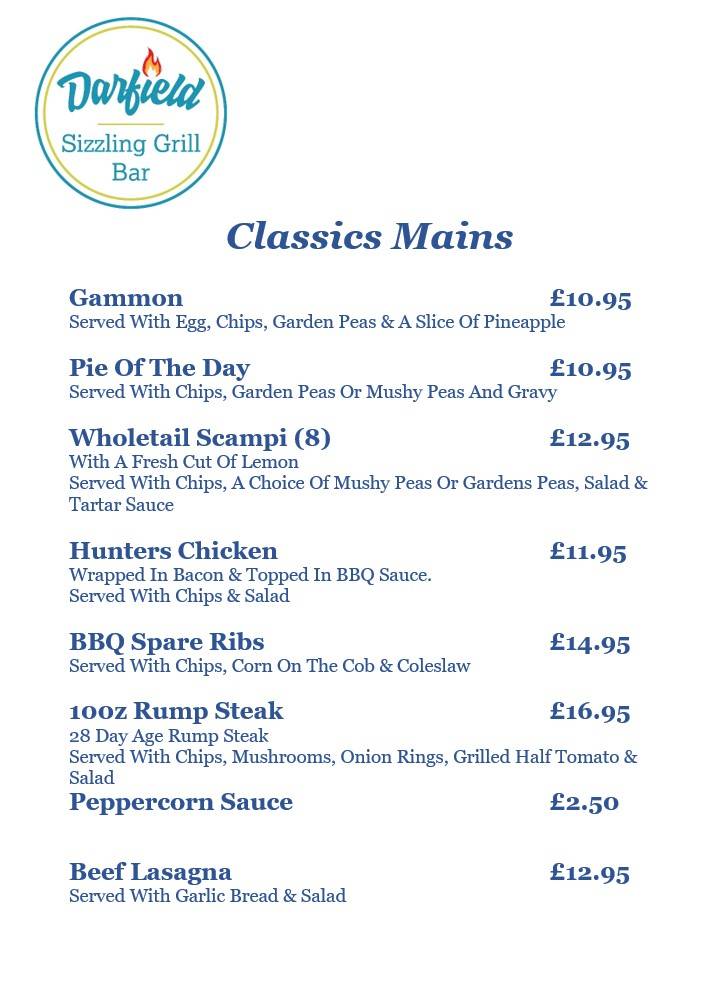 Menu at The Darfield Hotel - Barnsley, Barnsley