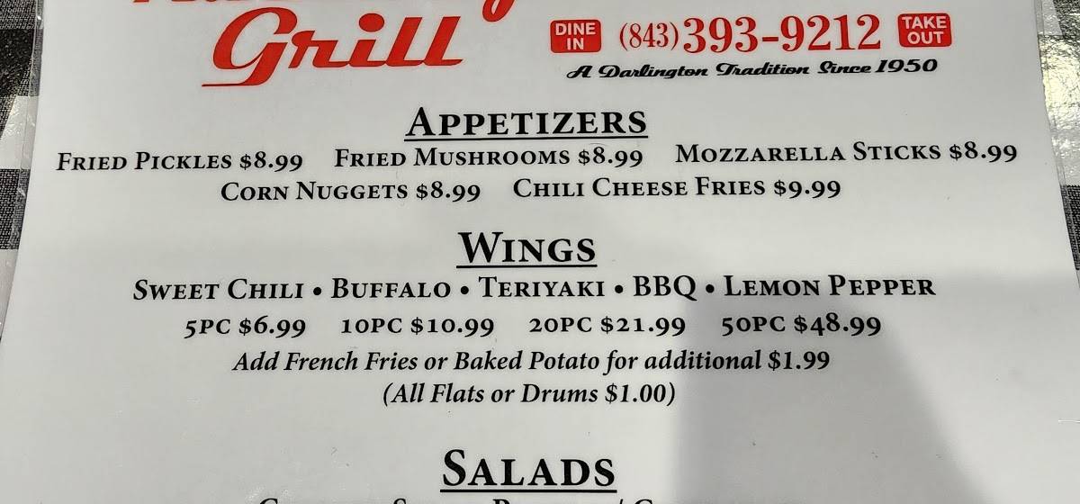 Menu at Raceway Grill pub & bar, Darlington