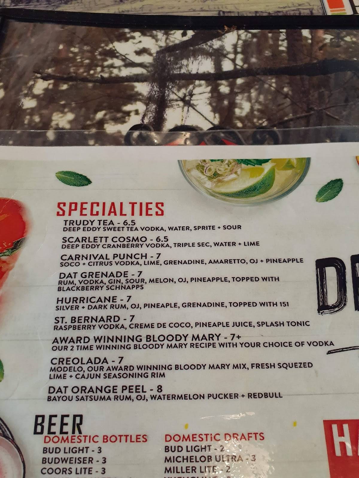 Menu at Dat Cajun Place Cafe, Panama City Beach, 2705 Thomas Dr