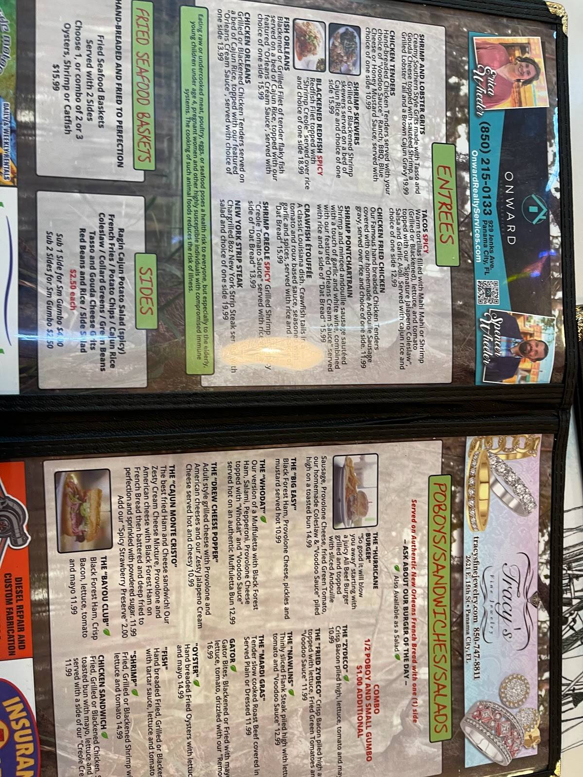 Menu at Dat Cajun Place Cafe, Panama City Beach, 2705 Thomas Dr
