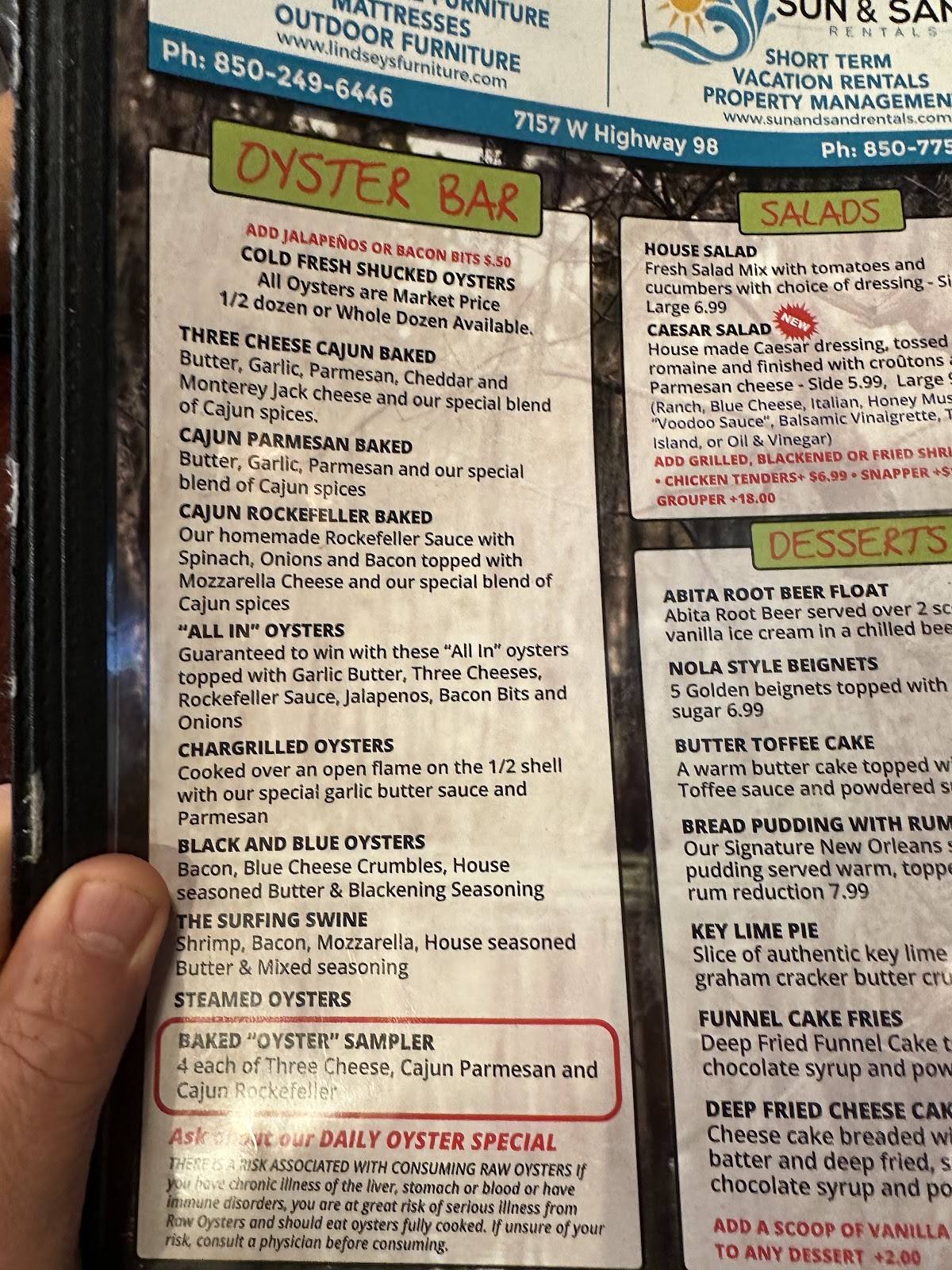 Menu at Dat Cajun Place Cafe, Panama City Beach, Thomas Dr
