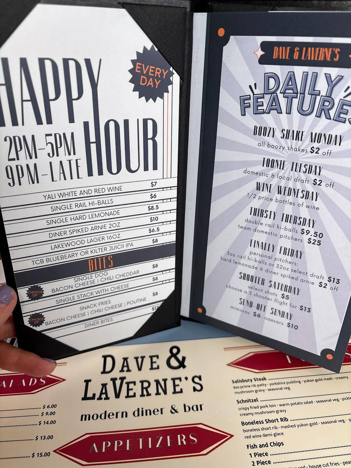 Menu at Dave and LaVerne's Modern Diner, Winnipeg
