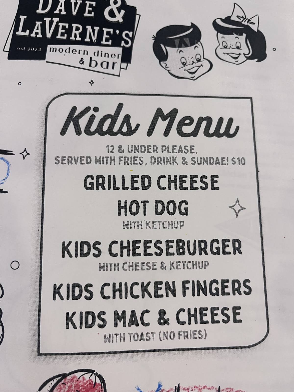 Menu at Dave and LaVerne's Modern Diner, Winnipeg