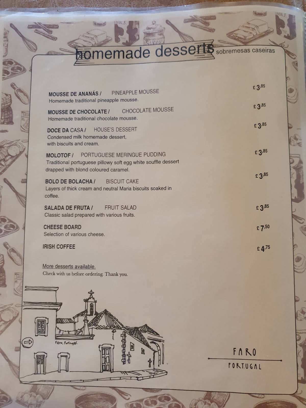 Menu at Maria's Kitchen restaurant, Newnham, The Romer Arms