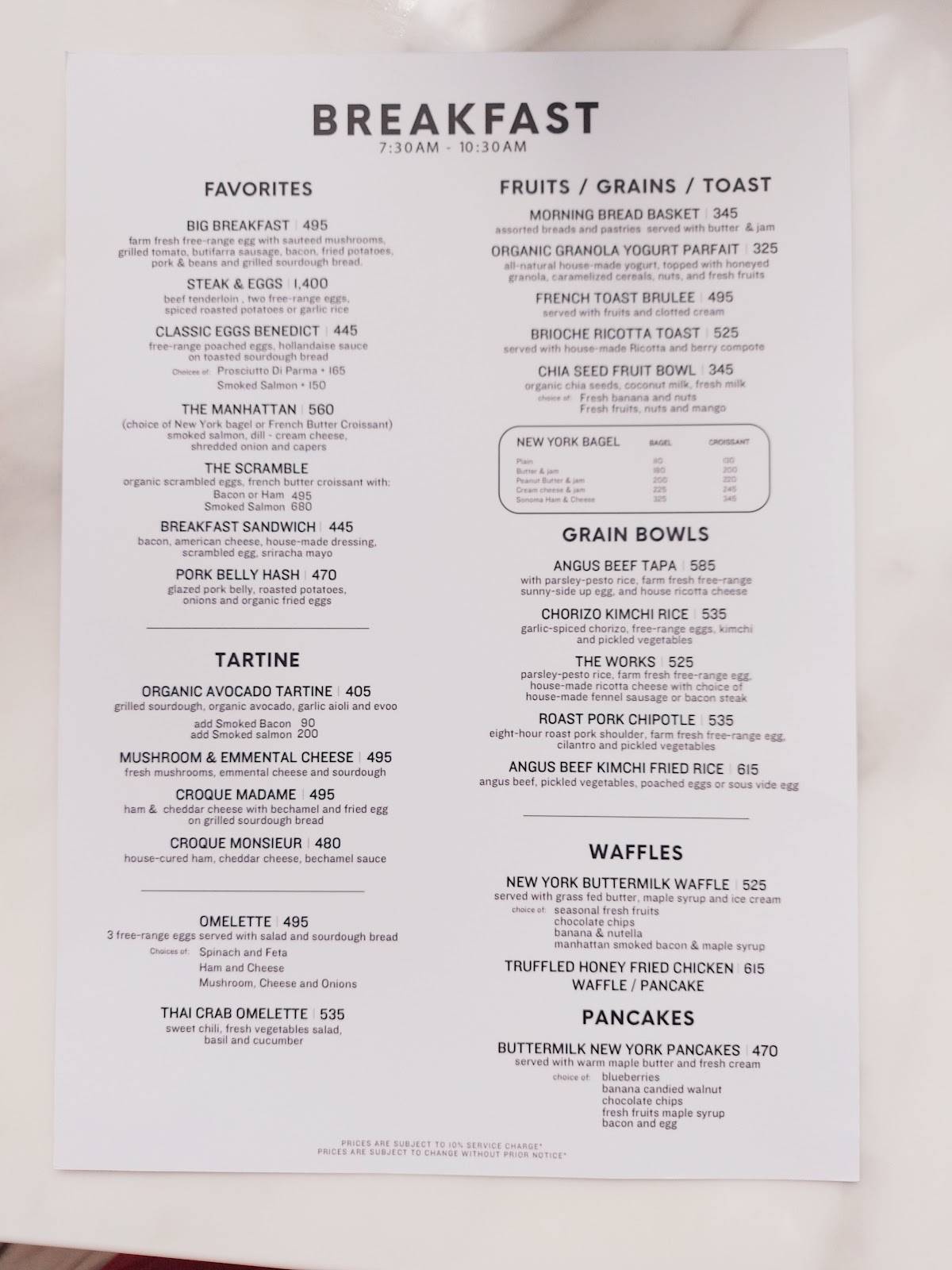 Menu at Dean & Deluca restaurant, Cebu City