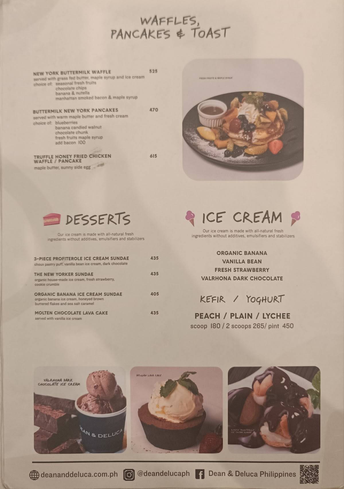 Menu at Dean & Deluca restaurant, Cebu City