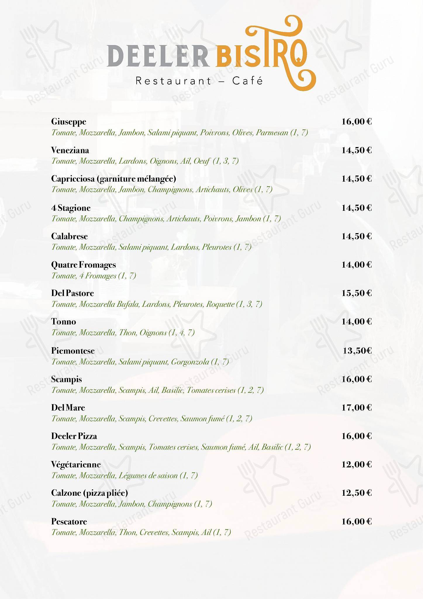 Speisekarte von Deeler Bistro restaurant, Goesdorf