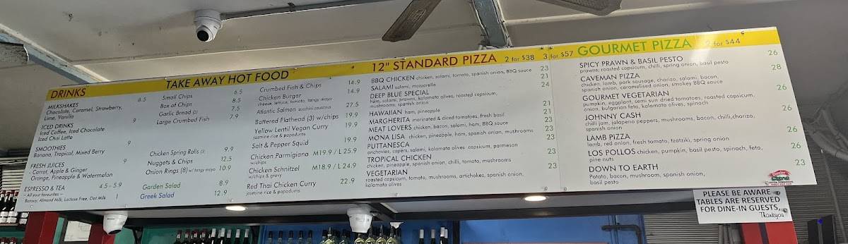 Menu at Deep Blue Cafe, Moana