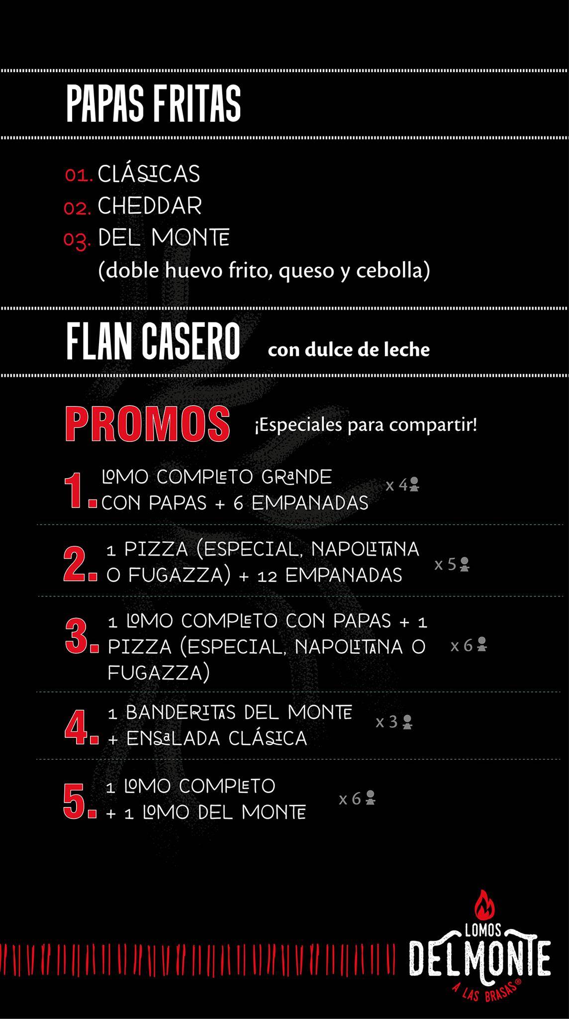 Carta del restaurante Del Monte Lomos Dorrego - Guaymallén, Mendoza