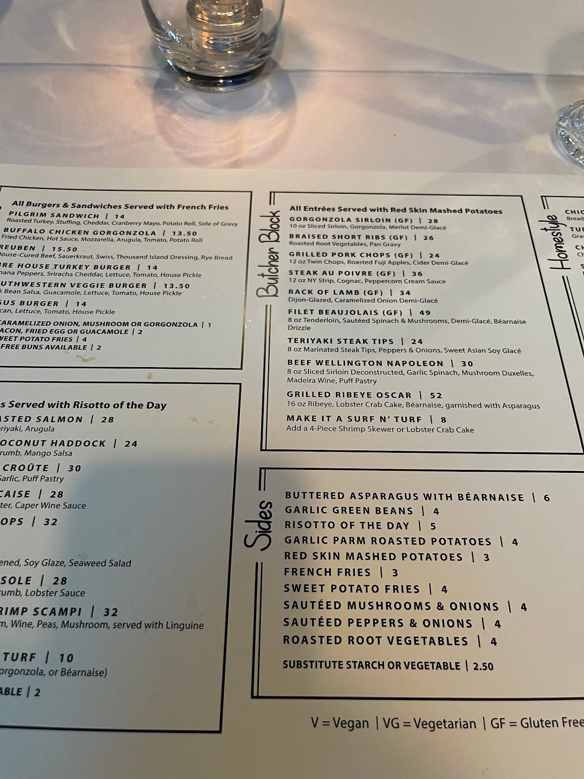 Menu at The Delaney House restaurant, Holyoke