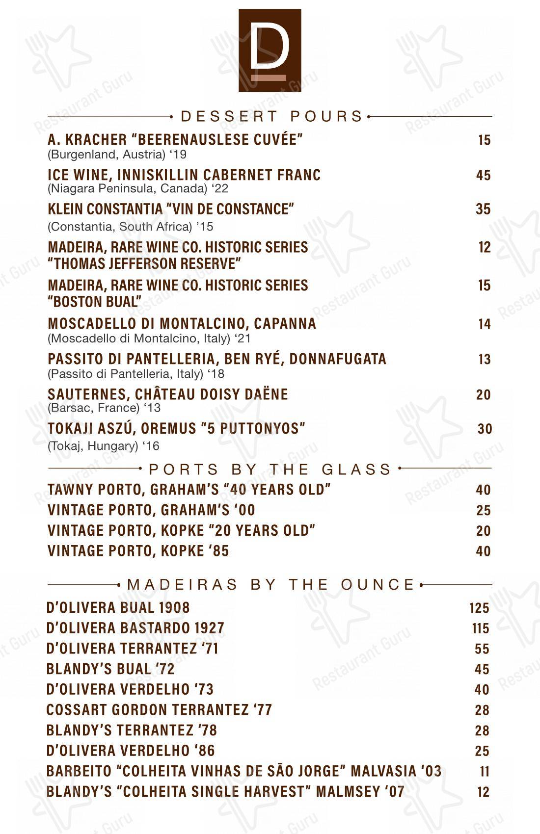 Menu at Delmonico Steakhouse, Las Vegas