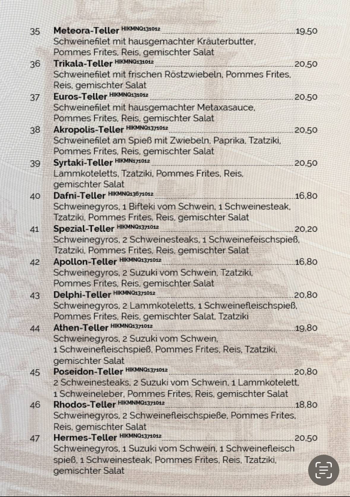 Speisekarte von Delphi restaurant, Emden
