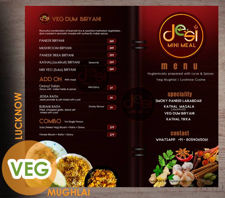 Menu at Desi Mini Meal - Best Veg Biryani Homemade House Party Snacks ...