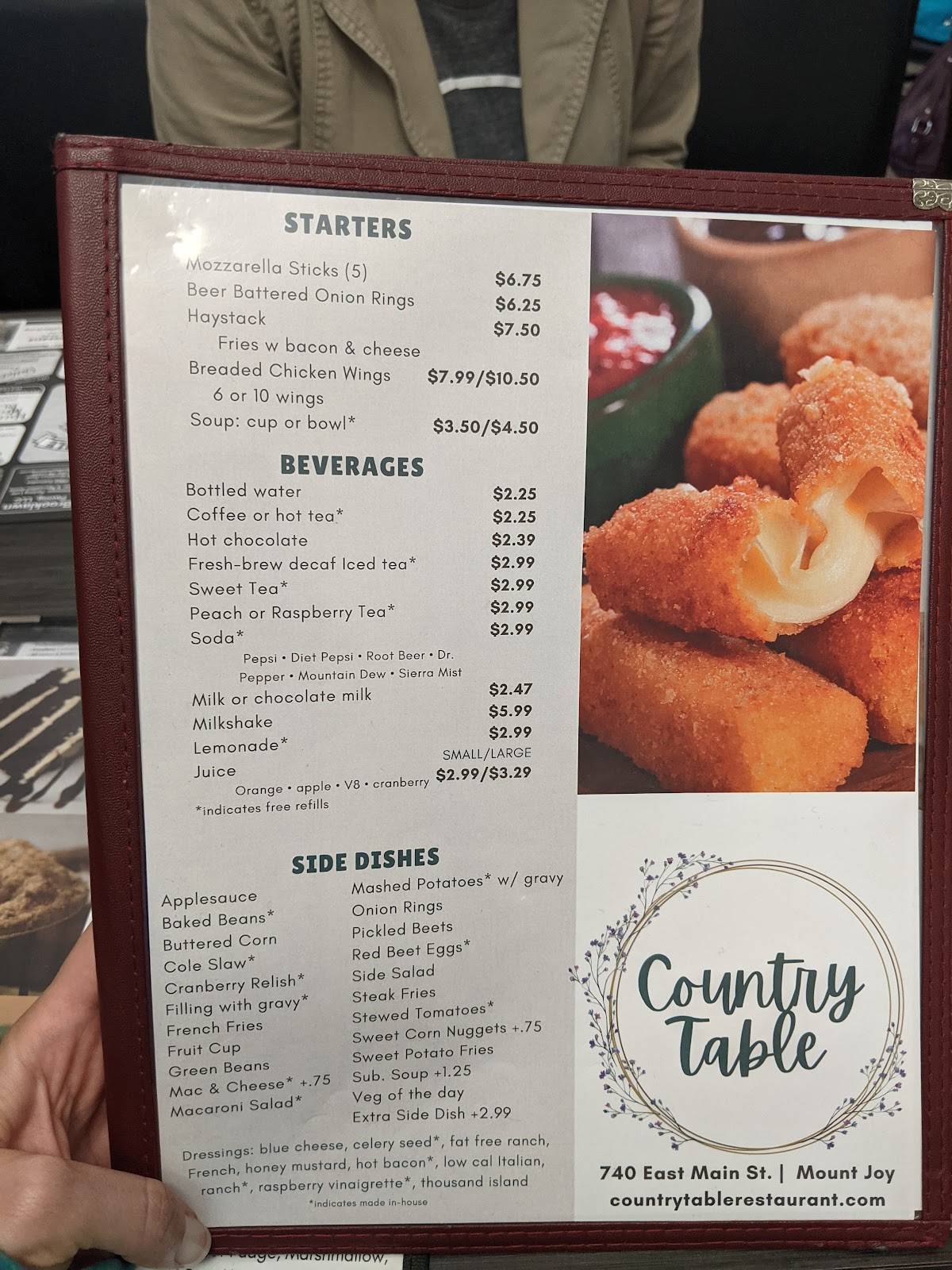 Menu at Country Table Restaurant, Mount Joy