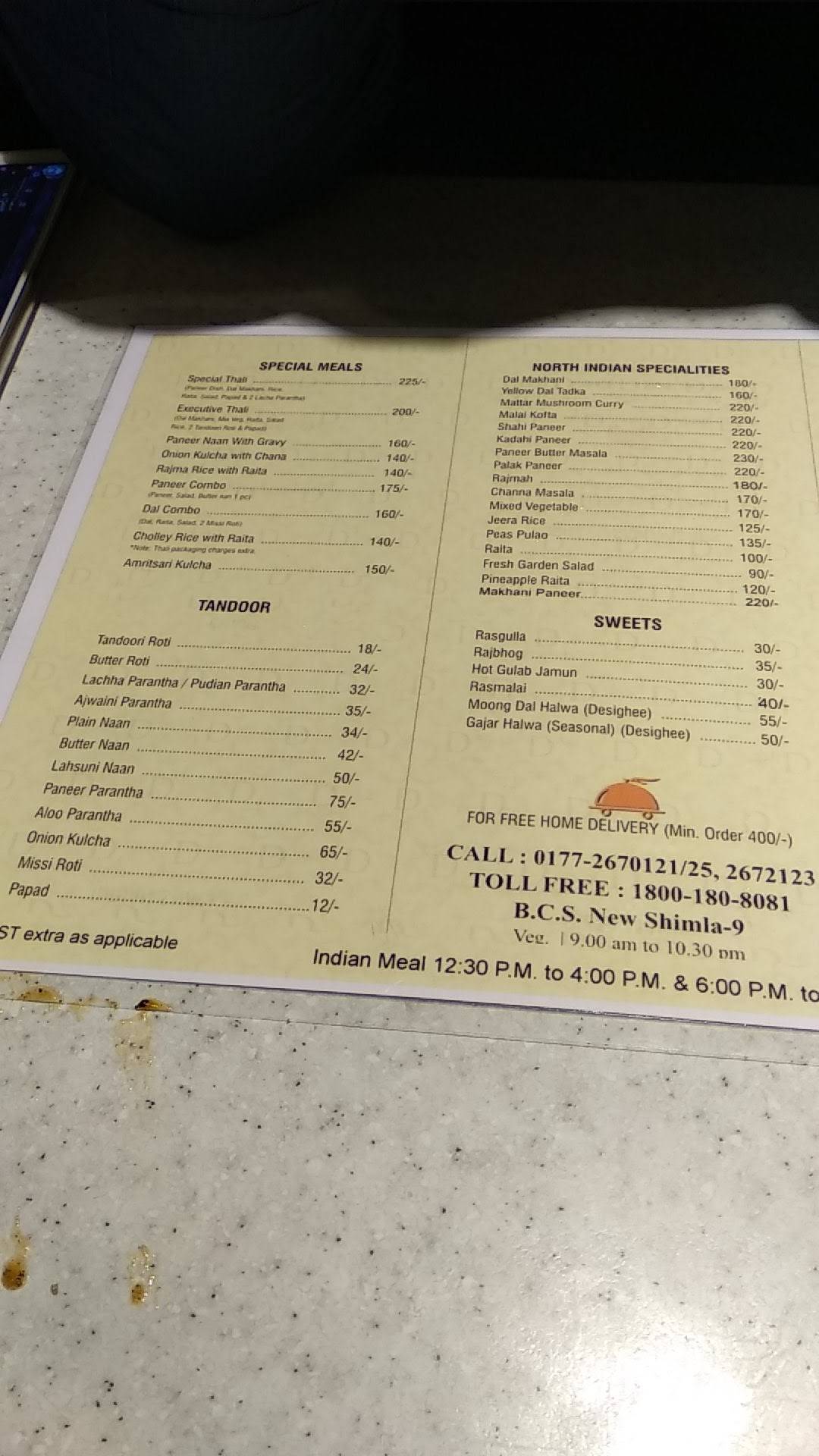 Menu at Diamond Best Bakery Sweets, Restaurant & Groceries, Shimla