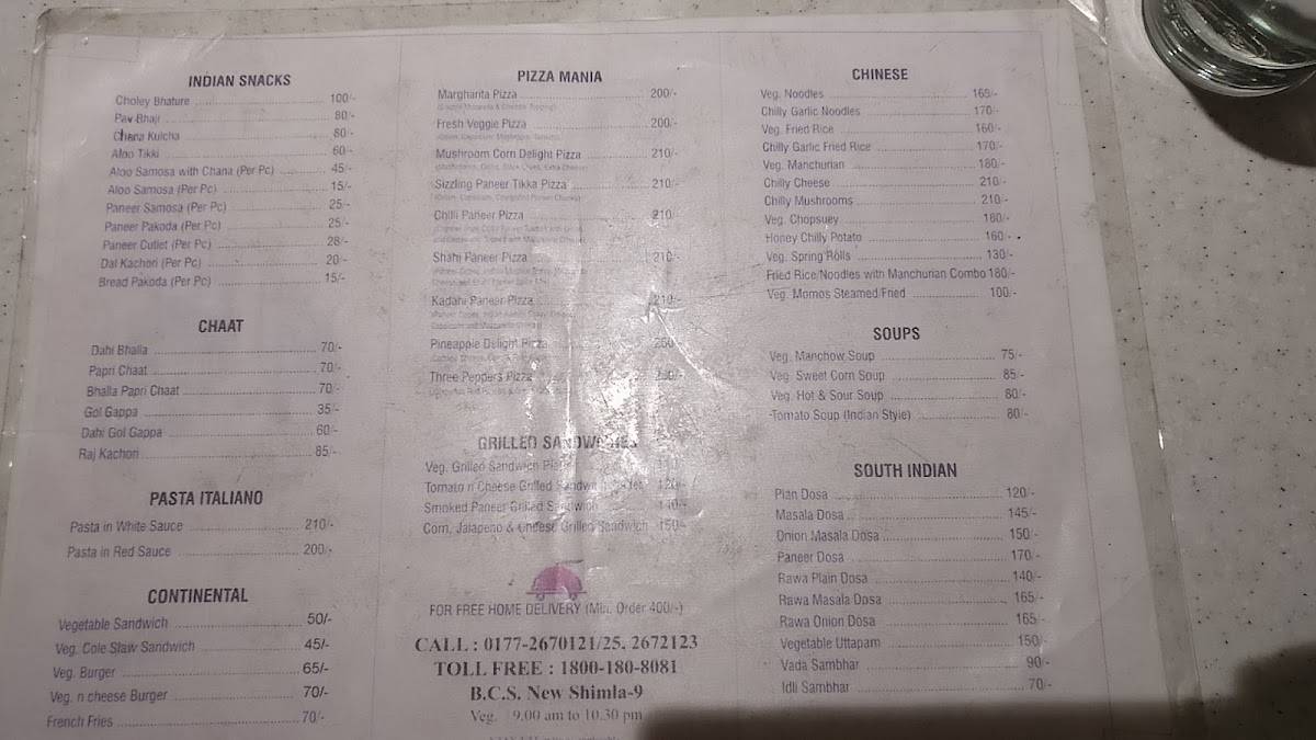 Menu at Diamond Best Bakery Sweets, Restaurant & Groceries, Shimla