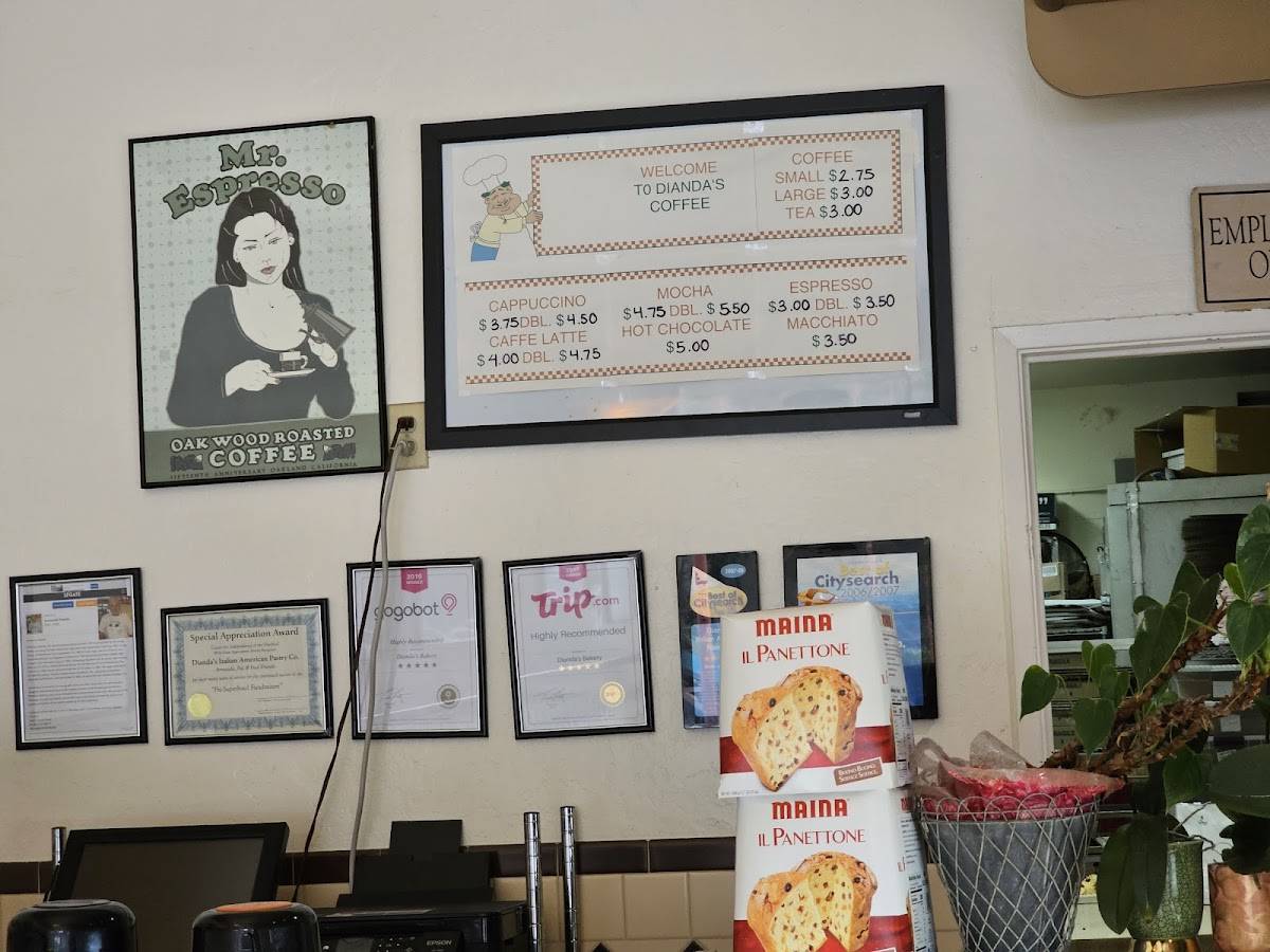 Menu at Dianda's Bakery San Mateo, San Mateo, 117 De Anza Blvd