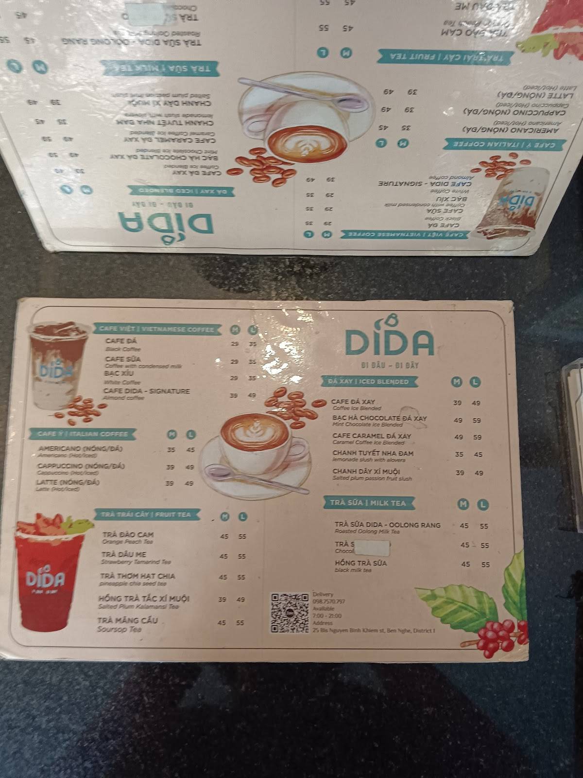Menu at Dida - Coffee & Tea cafe, Ho Chi Minh City