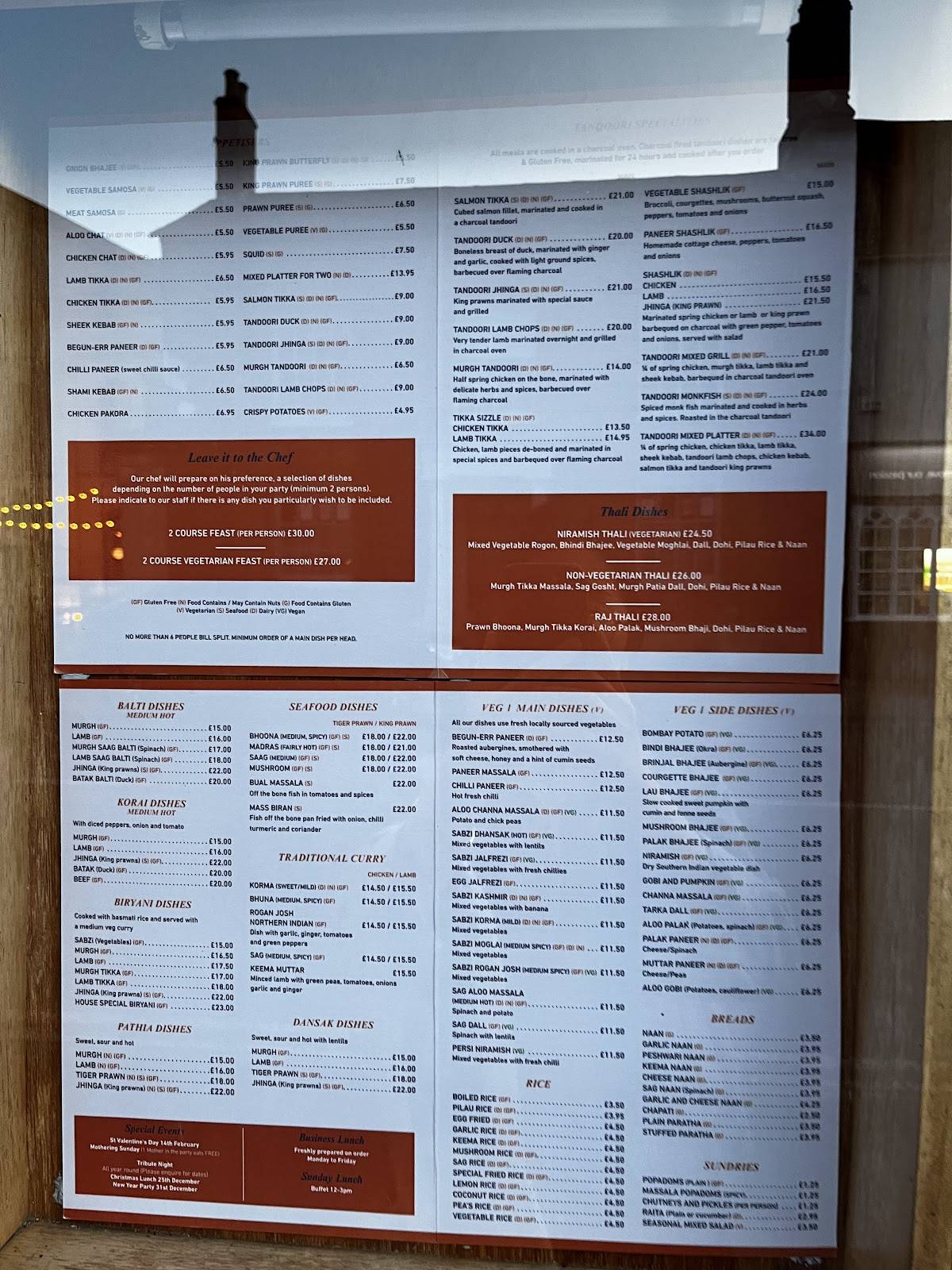 Menu at Dil Raj restaurant, Abingdon