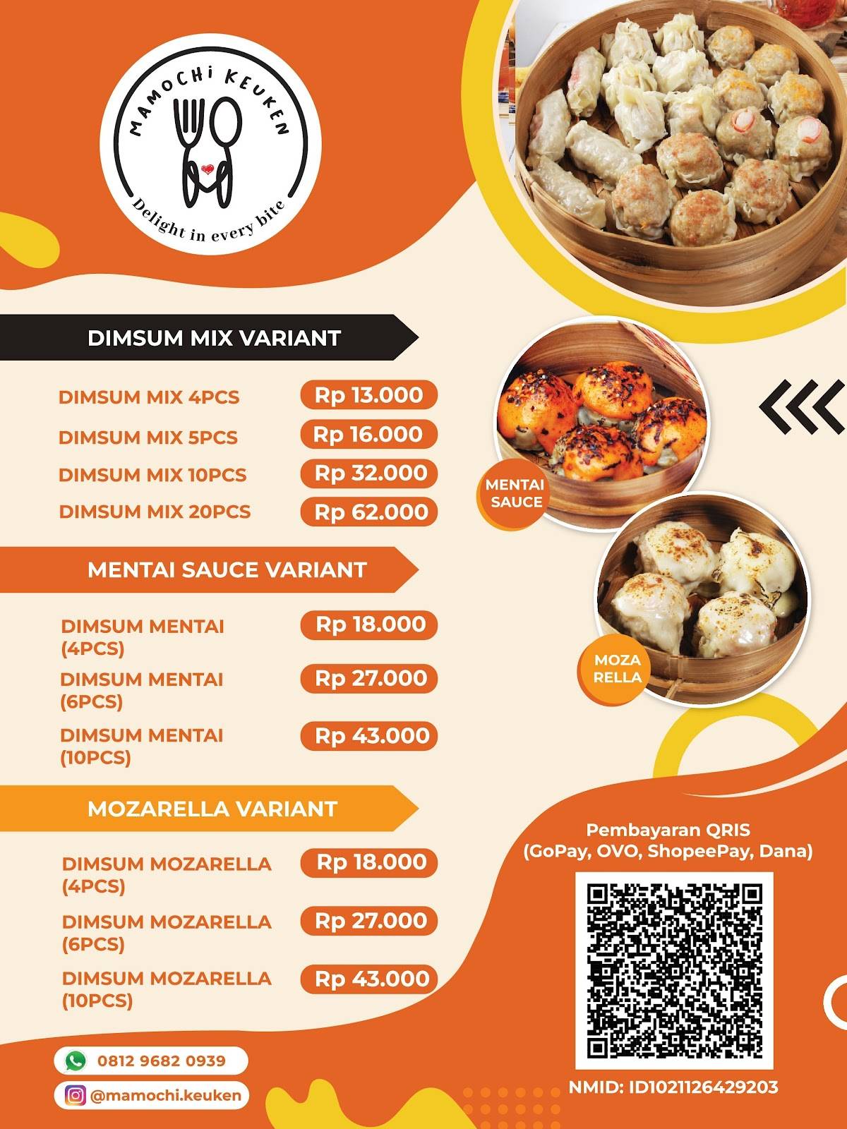 Menu at Dimsum Mamochi, Graha Raya restaurant, South Tangerang
